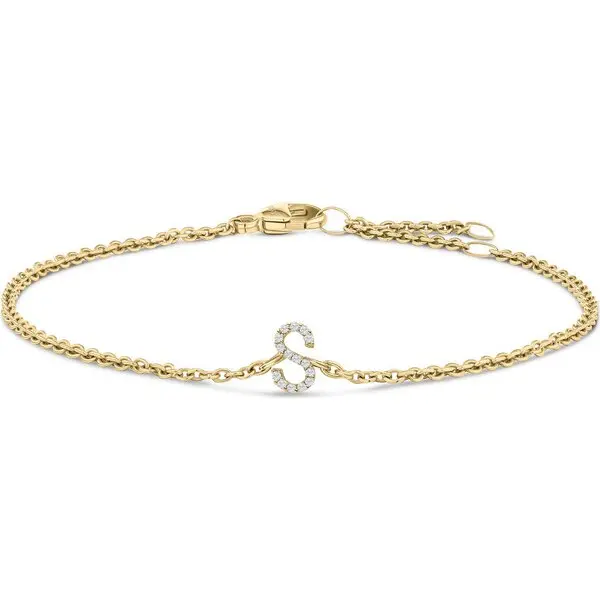 HAUS OF BRILLIANCE 10k Gold Diamond Accent Initial Charm Link Bracelet - Yellow | S
